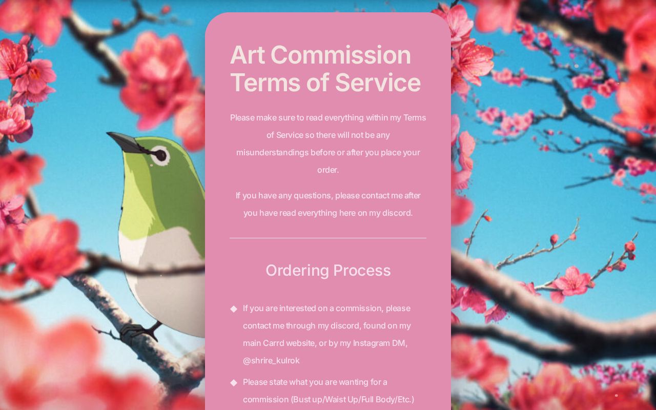 Art Commissions Terms of Service